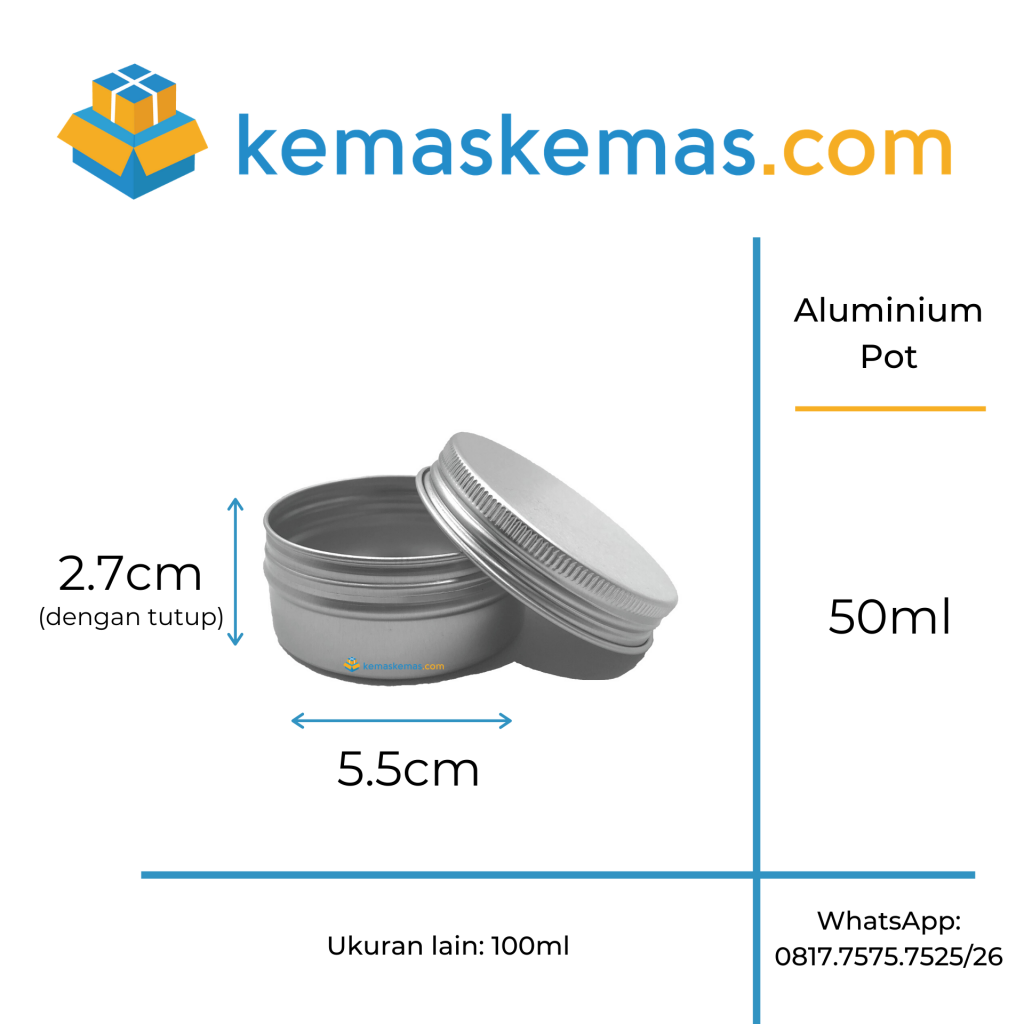 Pot Jar Alumunium 50ml / Jar Kaleng Aluminium ukuran 50 ml - KEMASKEMAS.COM